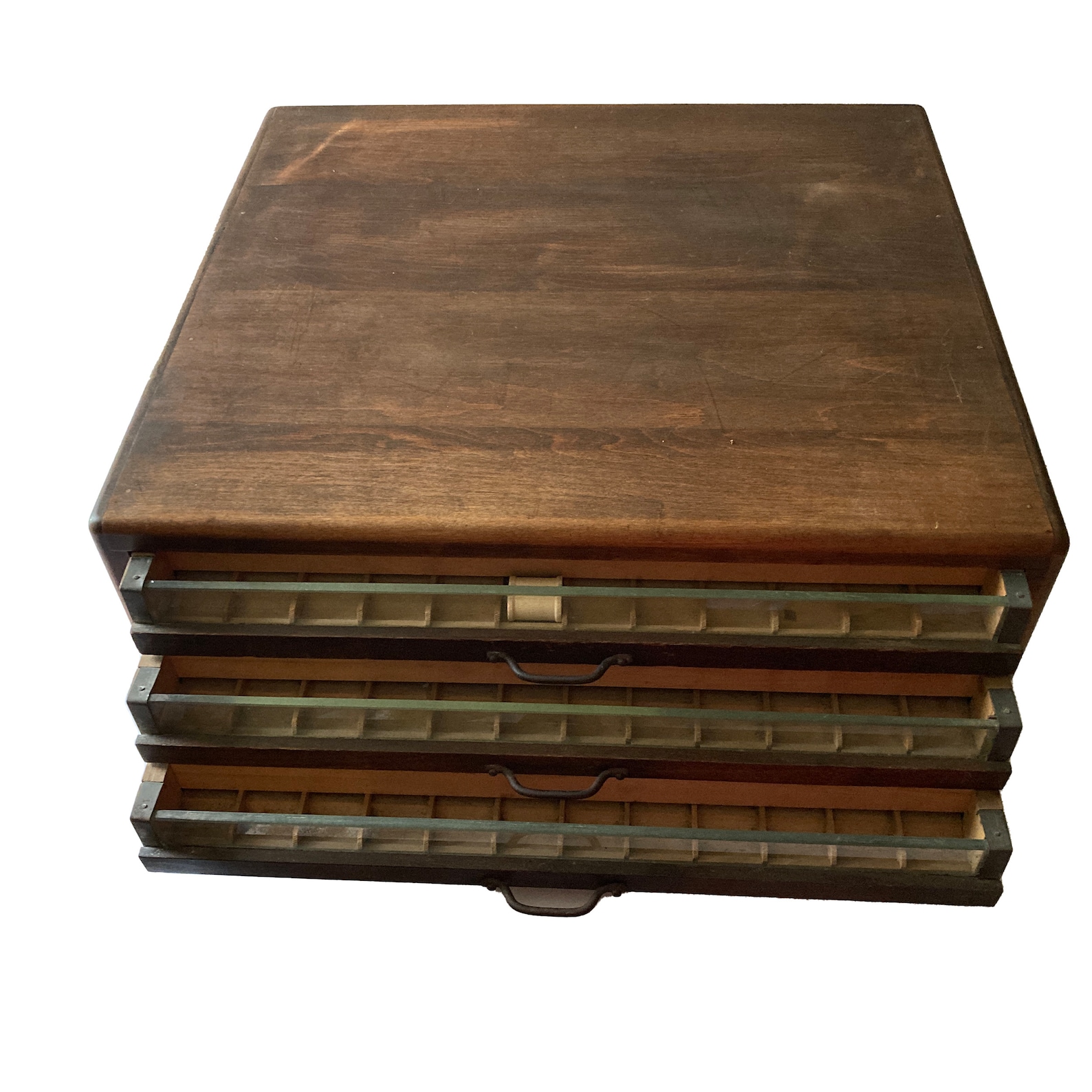 Antique Spool Cabinet: Haberdashery Store Display With Glass Drawers ...