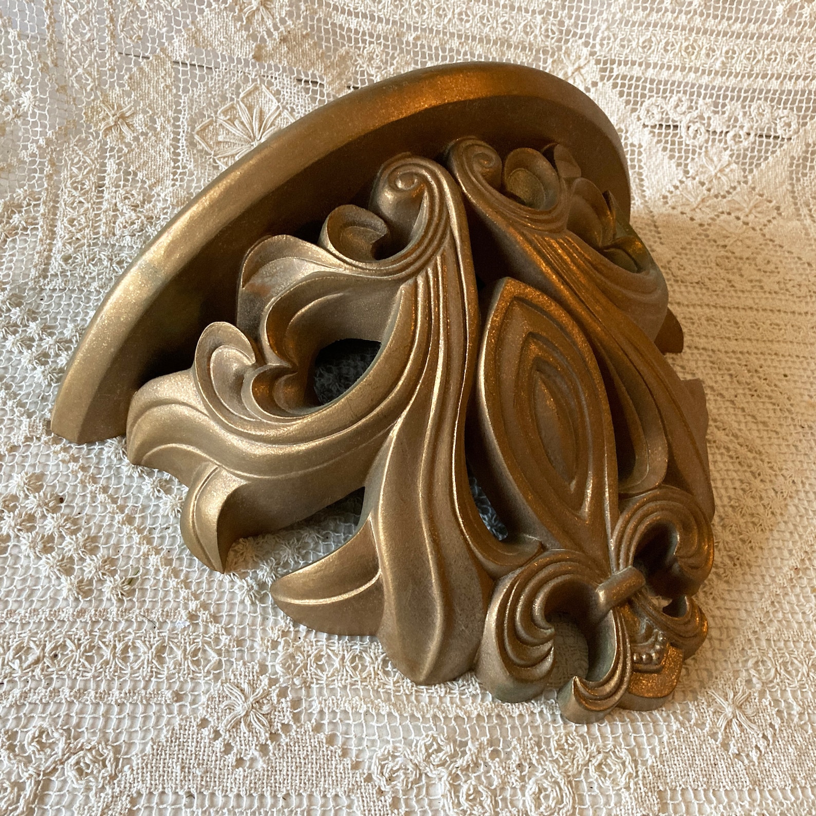 Gold Plastic Composite Wall Shelf Fleur De Lis Scrolls - Etsy
