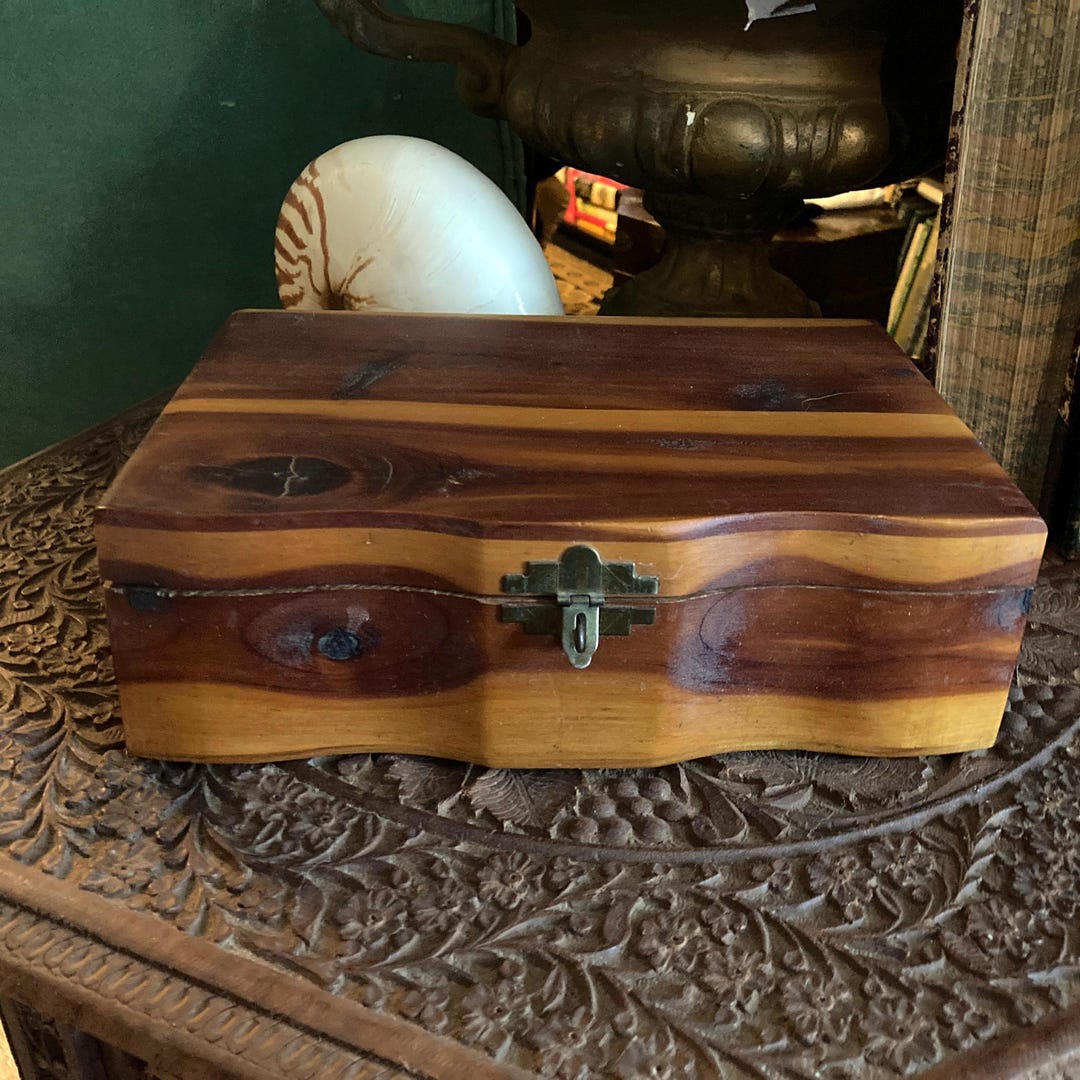 Shapely Cedar Wood Box Serpentine Front Metal Hasp - Etsy
