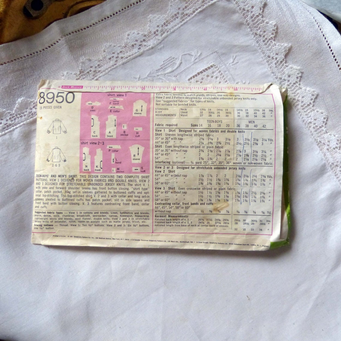 Simplicity 8950 Vintage Sewing Pattern Men's Mod Shirt | Etsy