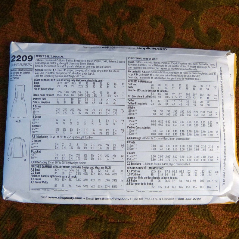 Simplicity 2209 Lisette Sewing Pattern Women's Dress and | Etsy