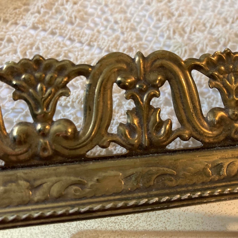 Filigree Vanity Mirror Rectangle Tray Brass Flower & Leaf - Etsy