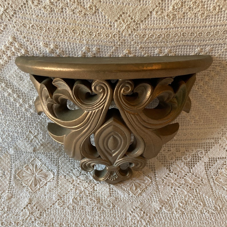 Gold Plastic Composite Wall Shelf Fleur De Lis Scrolls - Etsy