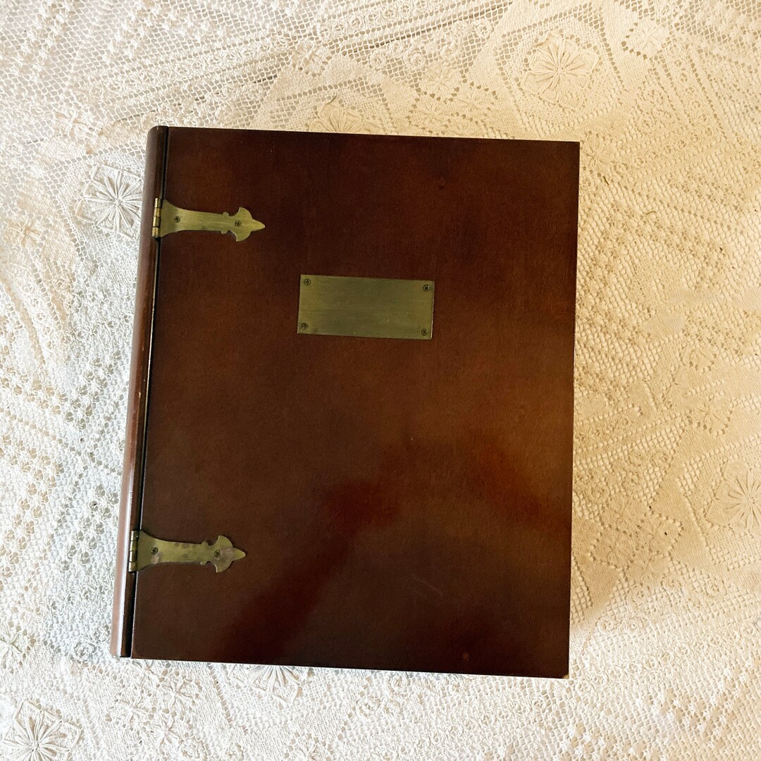 Bombay Company 1991 Keepsake Book Shaped Wooden Box Mahogany Brass ...