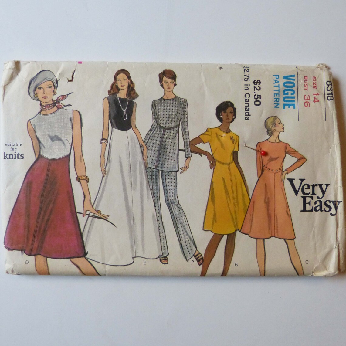 Vogue 8318 Vintage Sewing Pattern Dress Tunic Pants 1972 | Etsy