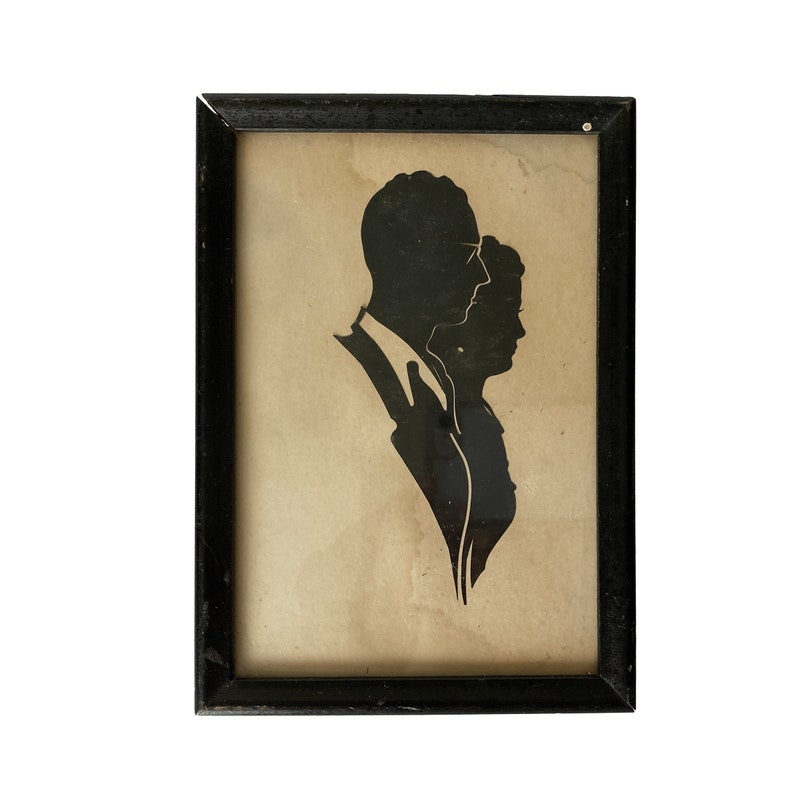 Hand Cut Double Silhouette Couple Man & Woman Black Frame Mckelvey's ...