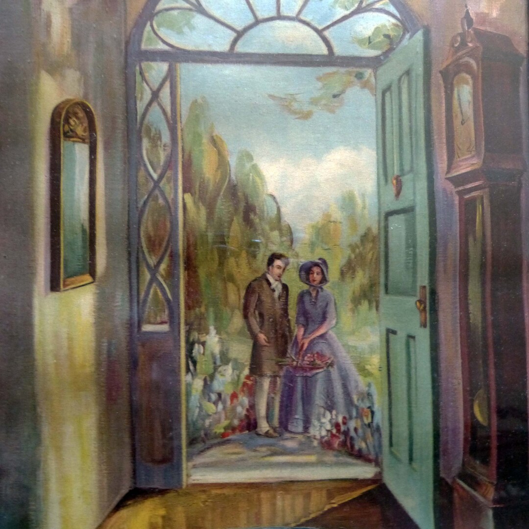 Vintage Allan Forbes Lithograph Interior Scene With Couple at the Front ...