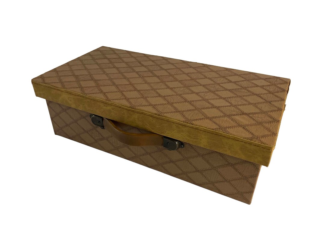 Vinyl Covered Storage Box With Lid & Handle Diamond Pattern - Etsy