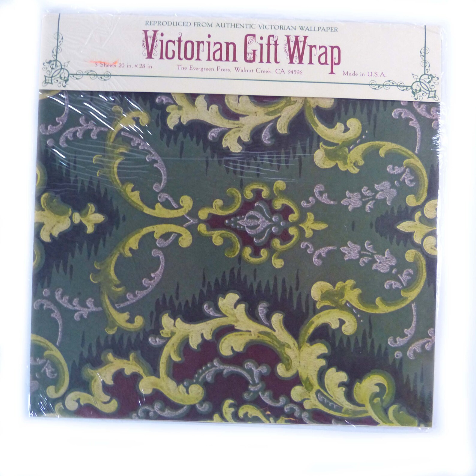 The Evergreen Press Victorian Wallpaper Gift Wrap Package of 3 Sheets ...