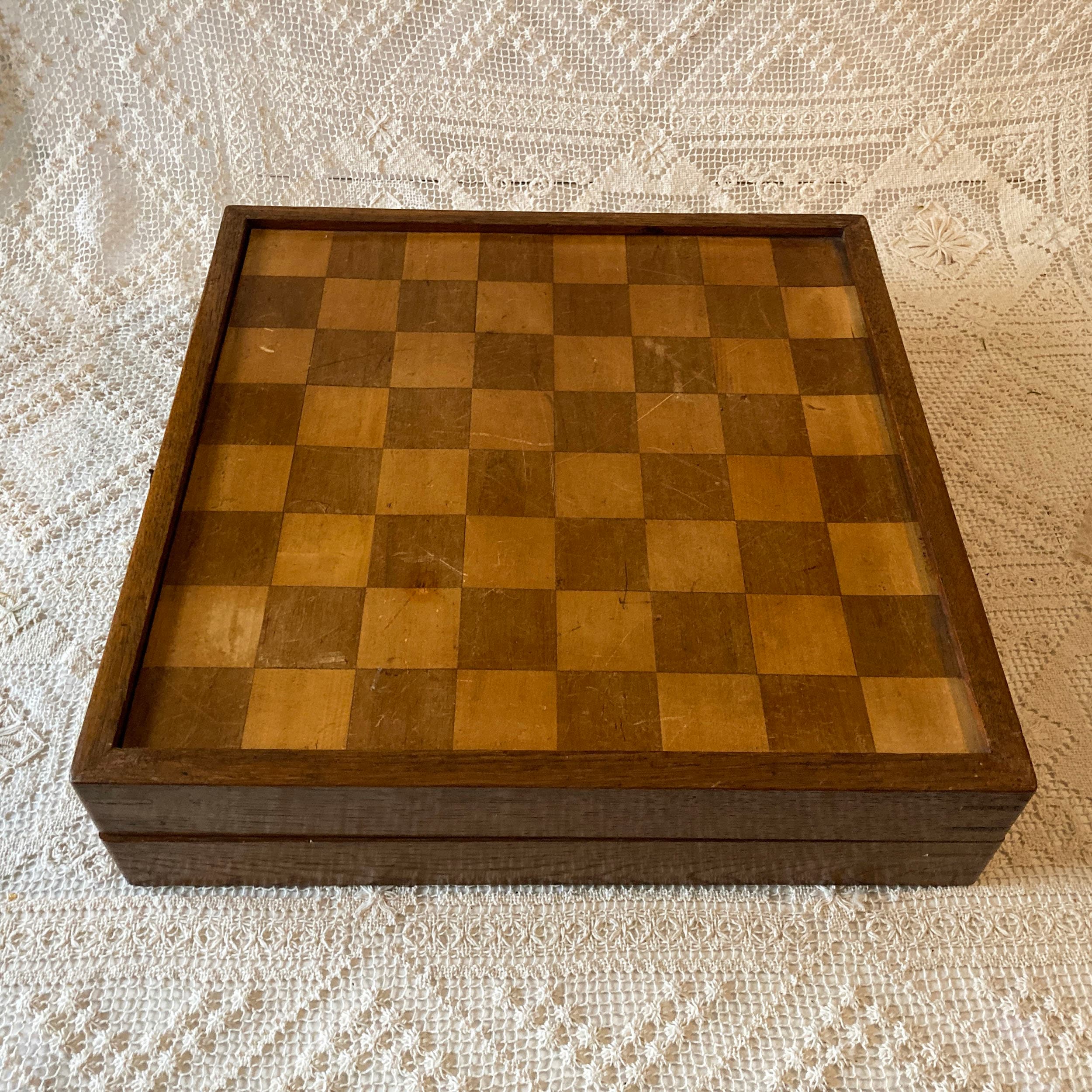 Wooden Oak Game Box Chess Checkers Backgammon Box Only - Etsy