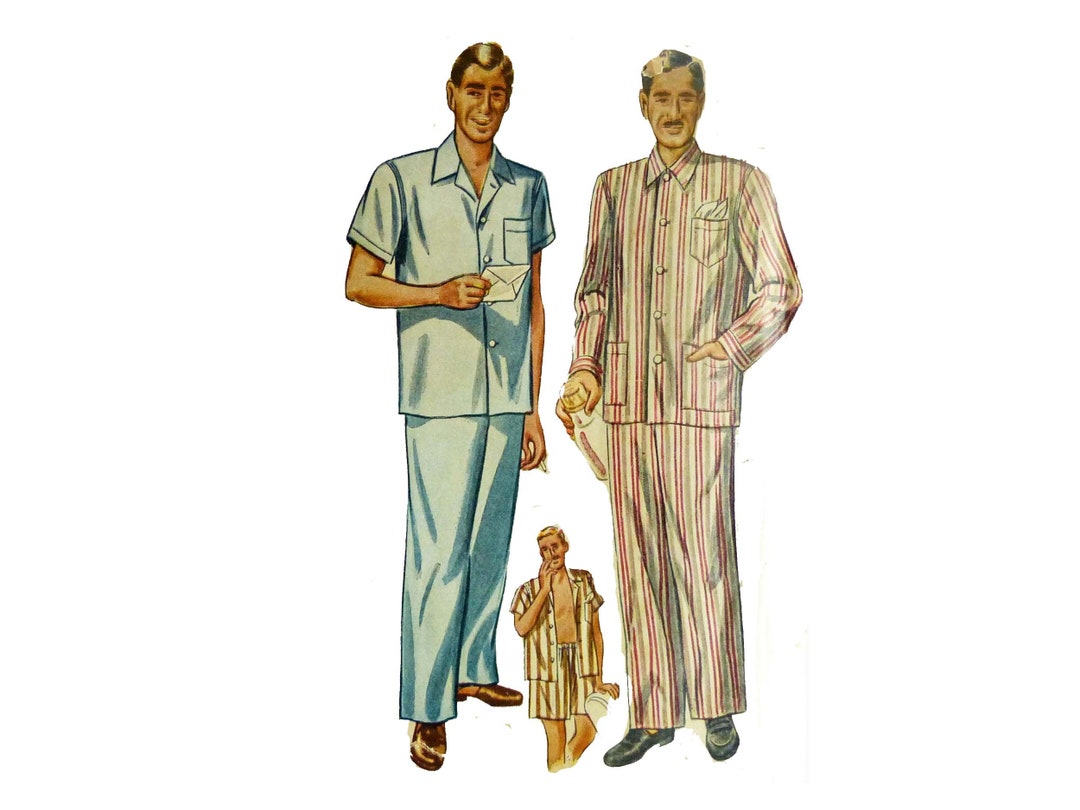 Simplicity 2051 Vintage Sewing Pattern Men's Pajamas 1951 - Etsy