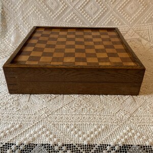 Wooden Oak Game Box Chess Checkers Backgammon Box Only - Etsy
