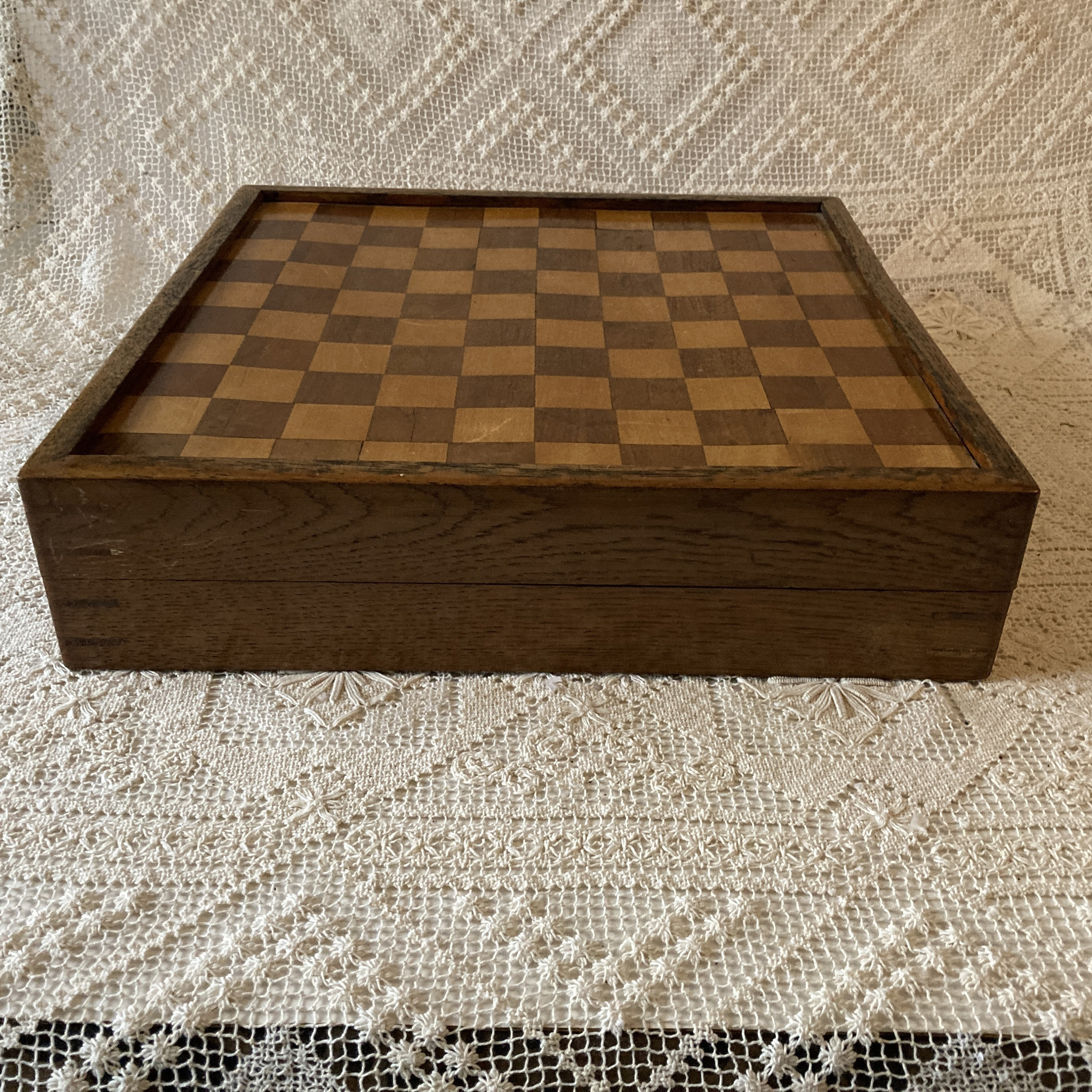 Wooden Oak Game Box Chess Checkers Backgammon Box Only - Etsy