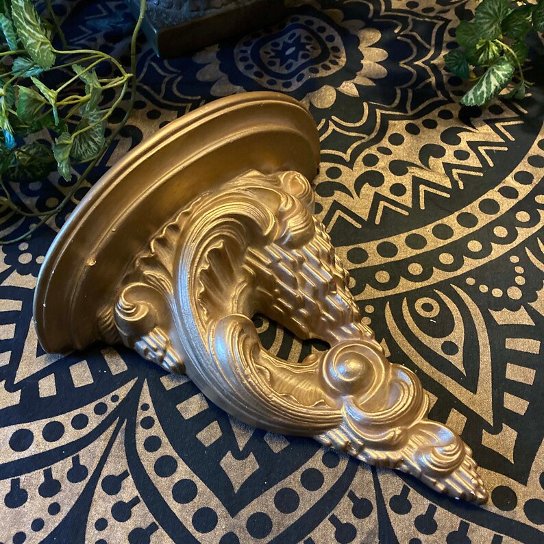 Plaster Scrolling Acanthus Wall Sconce Shelf Gold Finish - Etsy