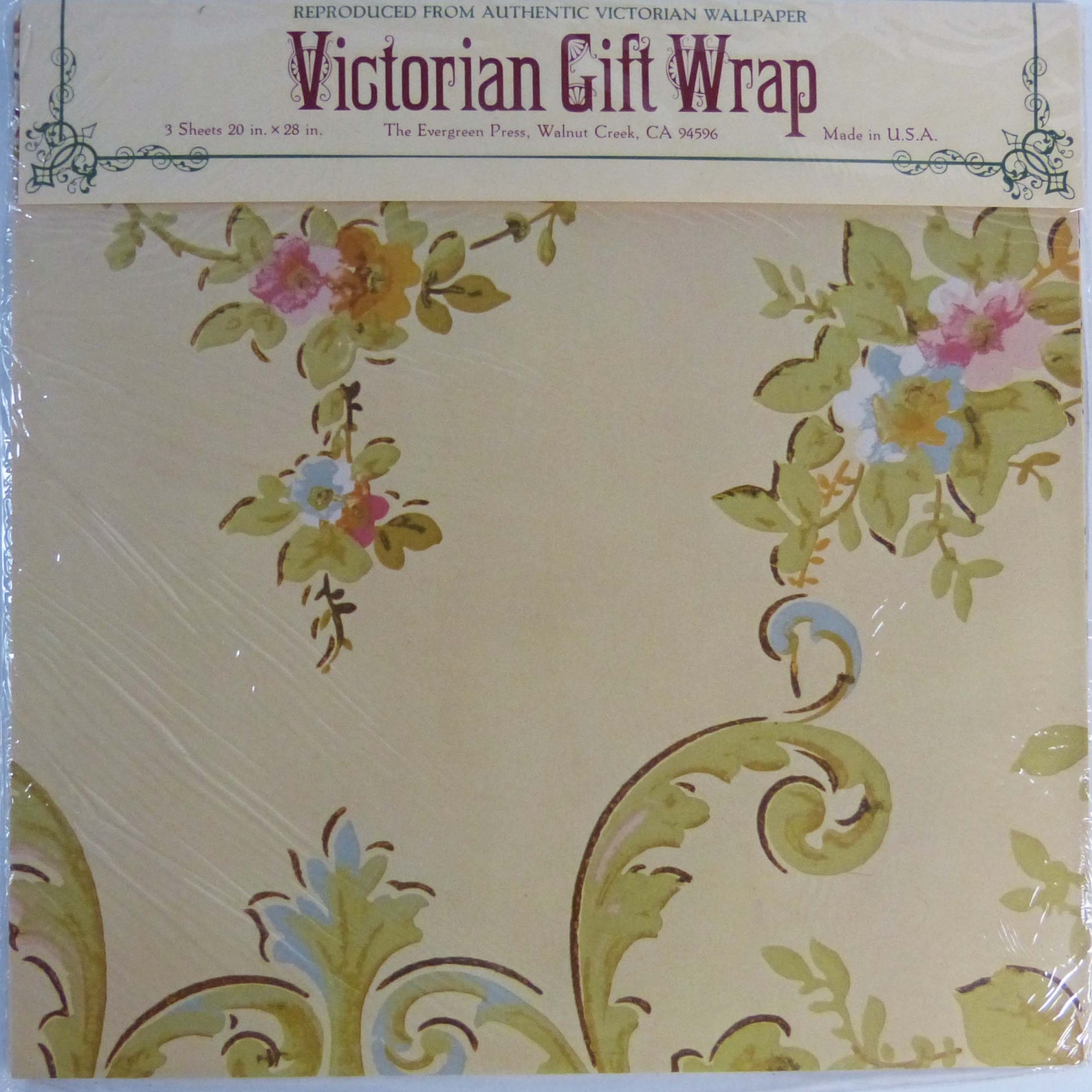 The Evergreen Press Victorian Wallpaper Gift Wrap Package of 3 Sheets ...