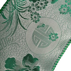 Wired Ribbon 4 Rolls Woven Chinese Floral Pattern Green & Pearl 4" Wide ...