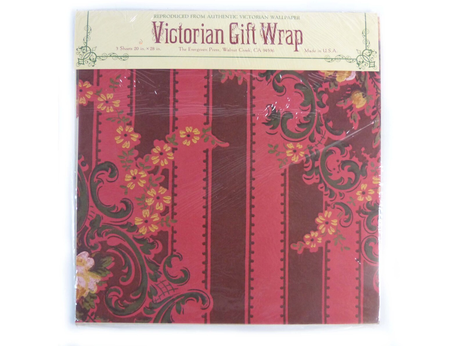 The Evergreen Press Victorian Wallpaper Gift Wrap Package of 3 Sheets ...