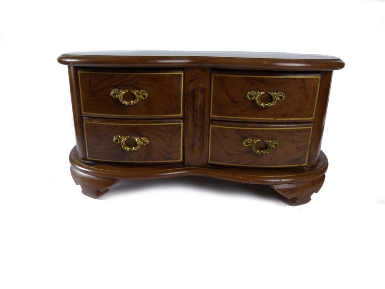 Large Serpentine Faux Drawer Front Vintage Wooden Jewelry Box - Etsy