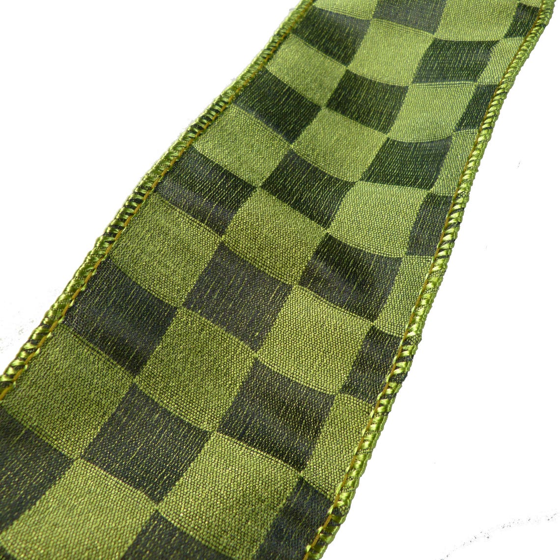 Lime And Pine Green Checkerboard Pattern Wired Ribbon | Etsy