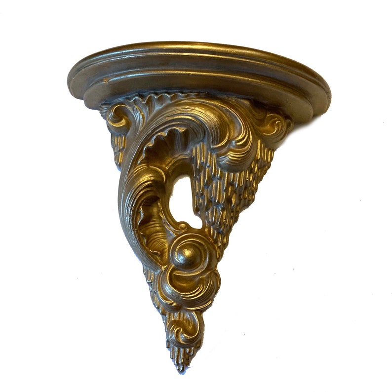 Plaster Scrolling Acanthus Wall Sconce Shelf Gold Finish - Etsy