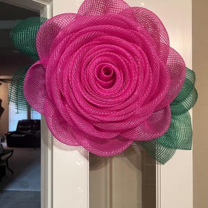 Handmade Pink Mesh Rose Wreath – Floral Front Door Decor - Etsy