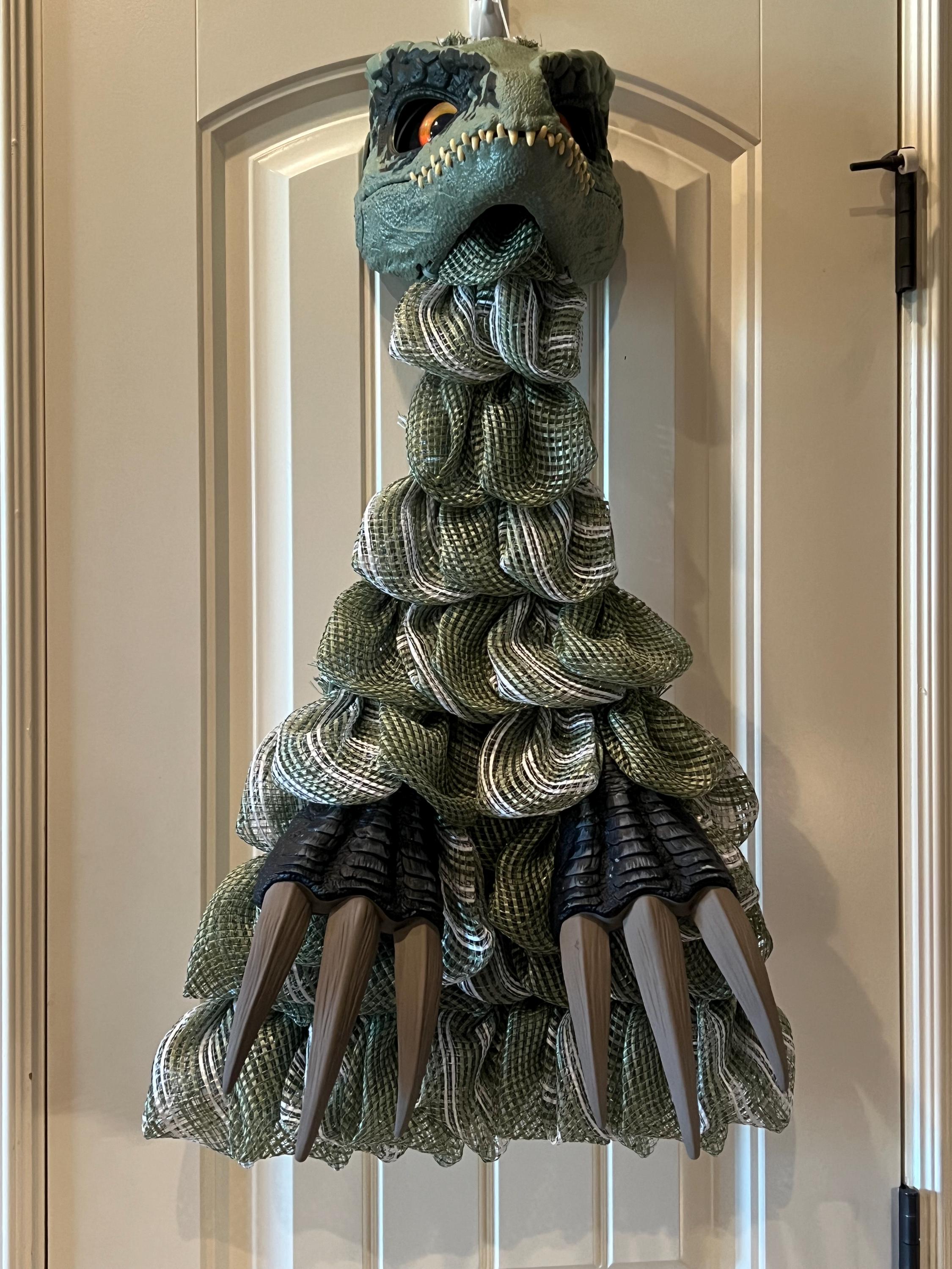 Handmade Dinosaur Wreath | T-rex Door Decoration | Jurassic-themed Home ...