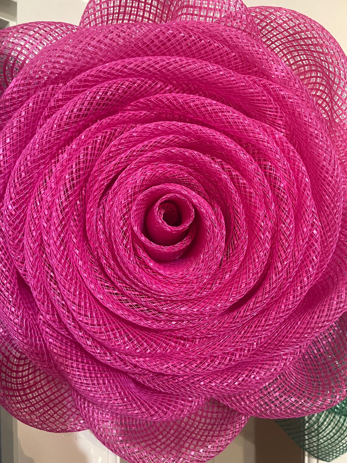 Handmade Pink Mesh Rose Wreath – Floral Front Door Decor - Etsy