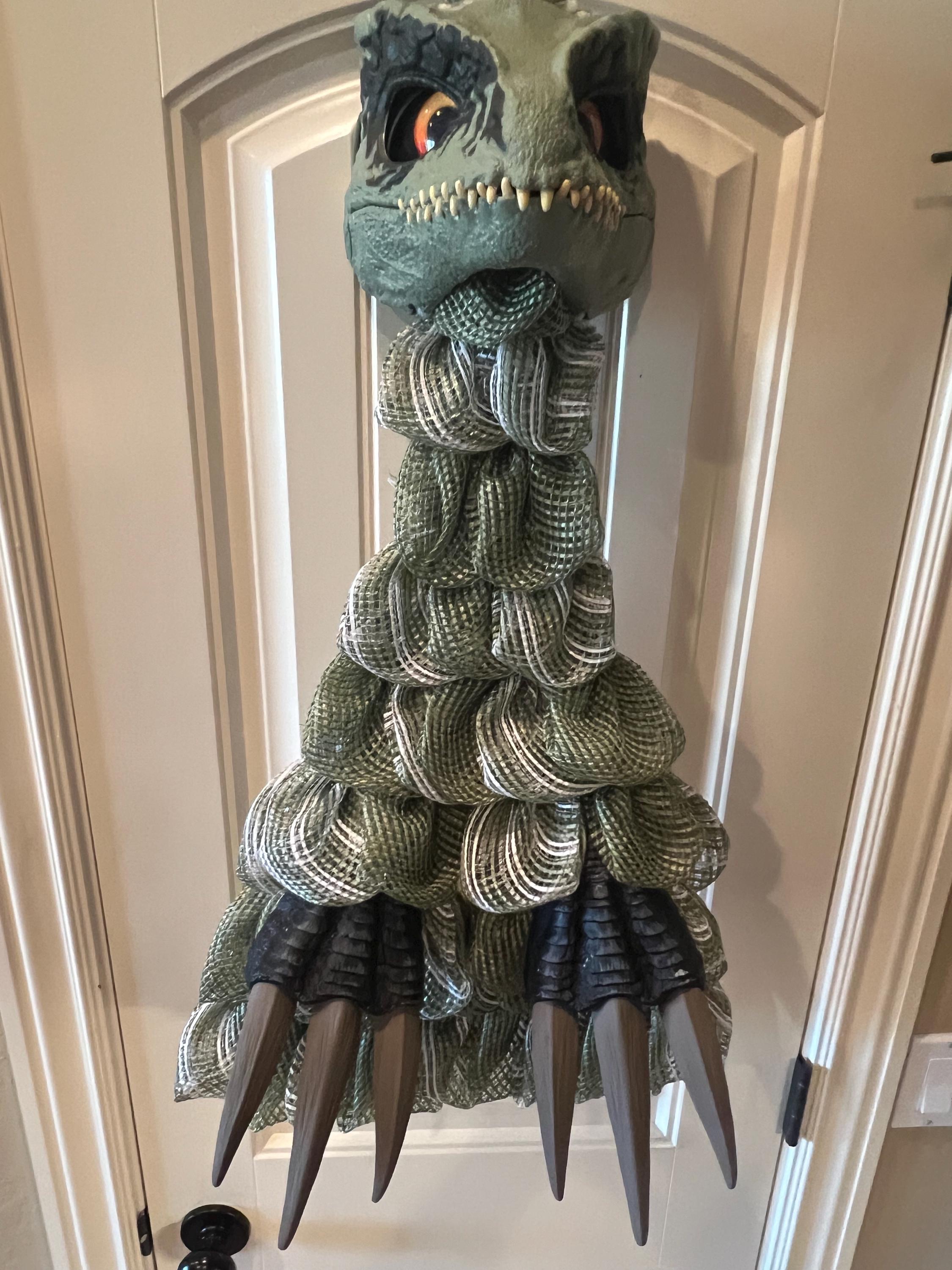 Handmade Dinosaur Wreath | T-rex Door Decoration | Jurassic-themed Home ...