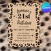 Editable Neutral Cheetah Leopard Print Birthday Invitation | 21st ...