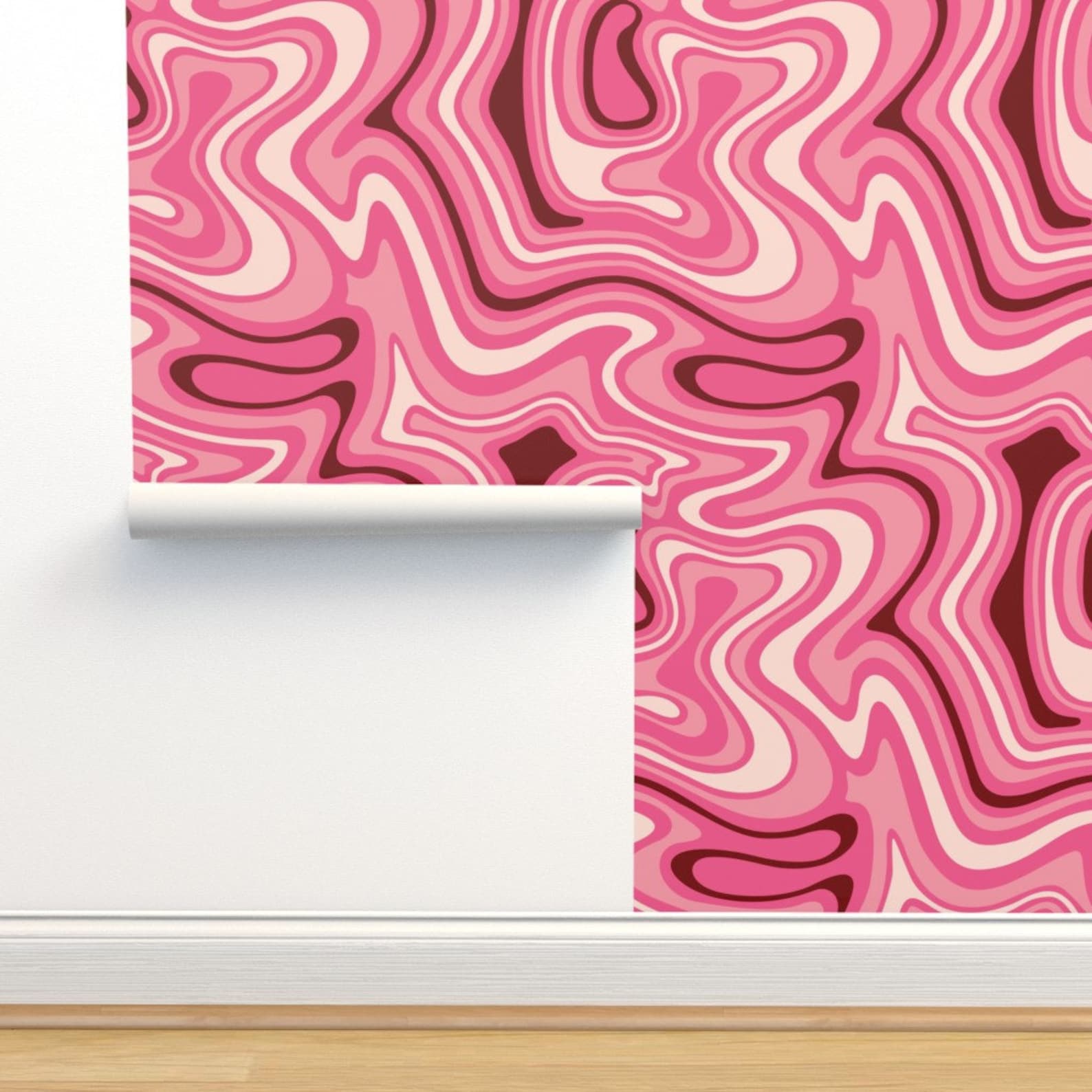 Pink Retro Abstract Wallpaper in Peel Stick or Prepasted Wallpaper, DIY ...