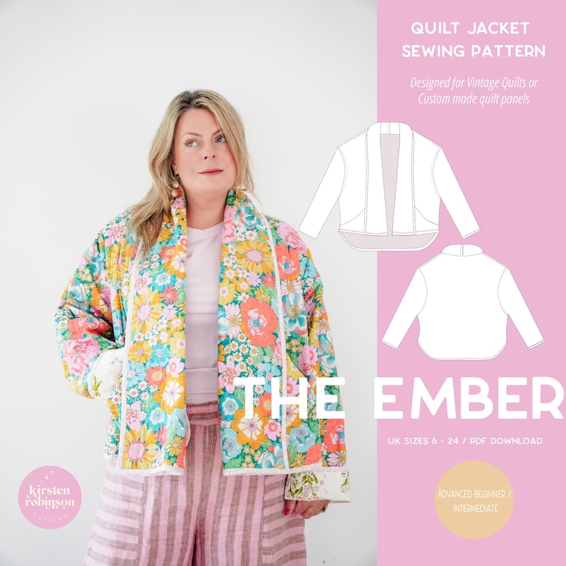 Quilted Jacket Sewing Pattern PDF | UK Sizes 6-24 | the Ember ...