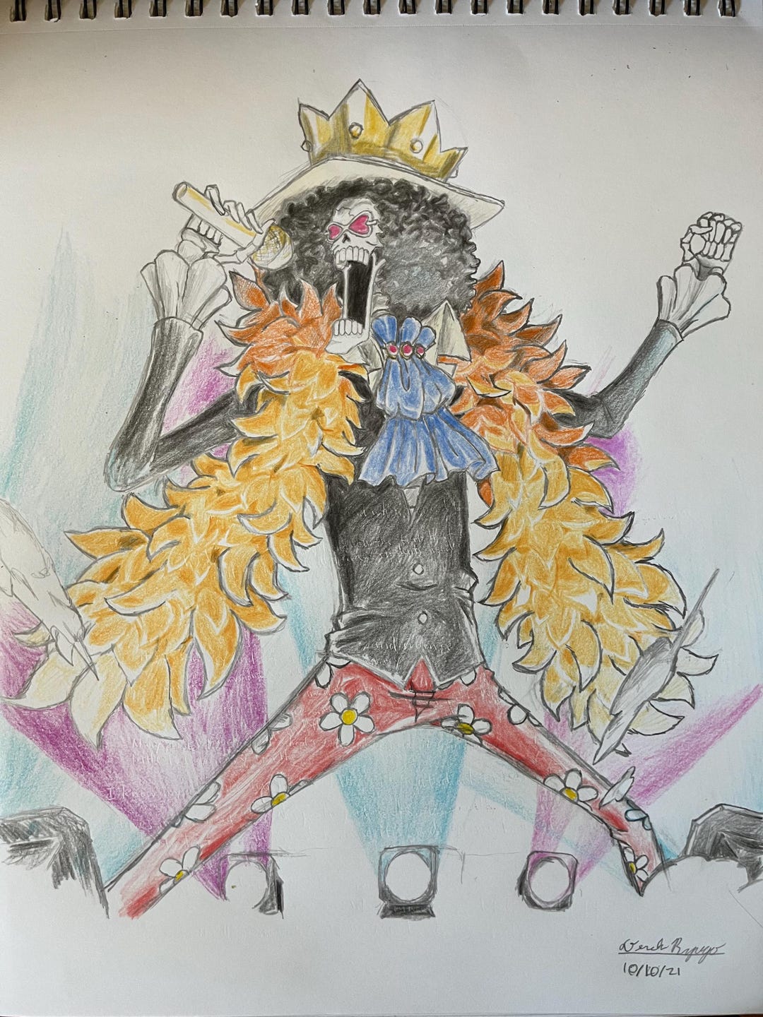 One Piece Straw Hat Pirates Soul King Brook Art Piece Wallpaper 11x14 ...