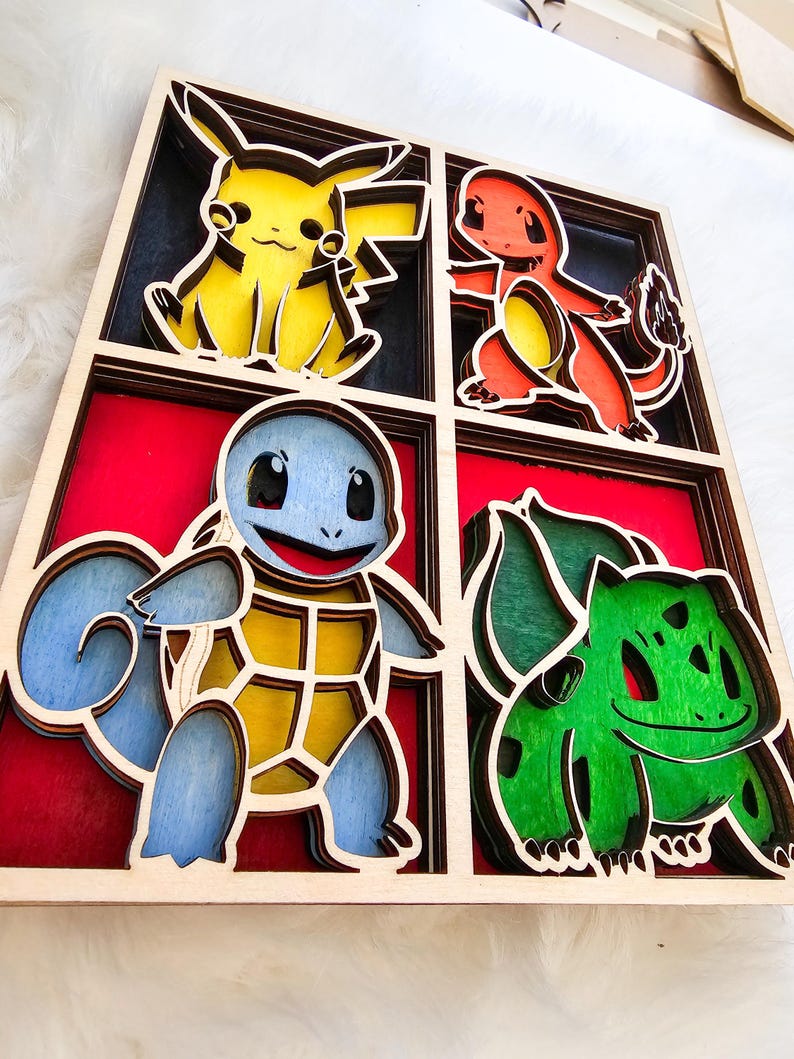 Archivo SVG DXF AI para decoración de pared con corte láser de Pokémon ...