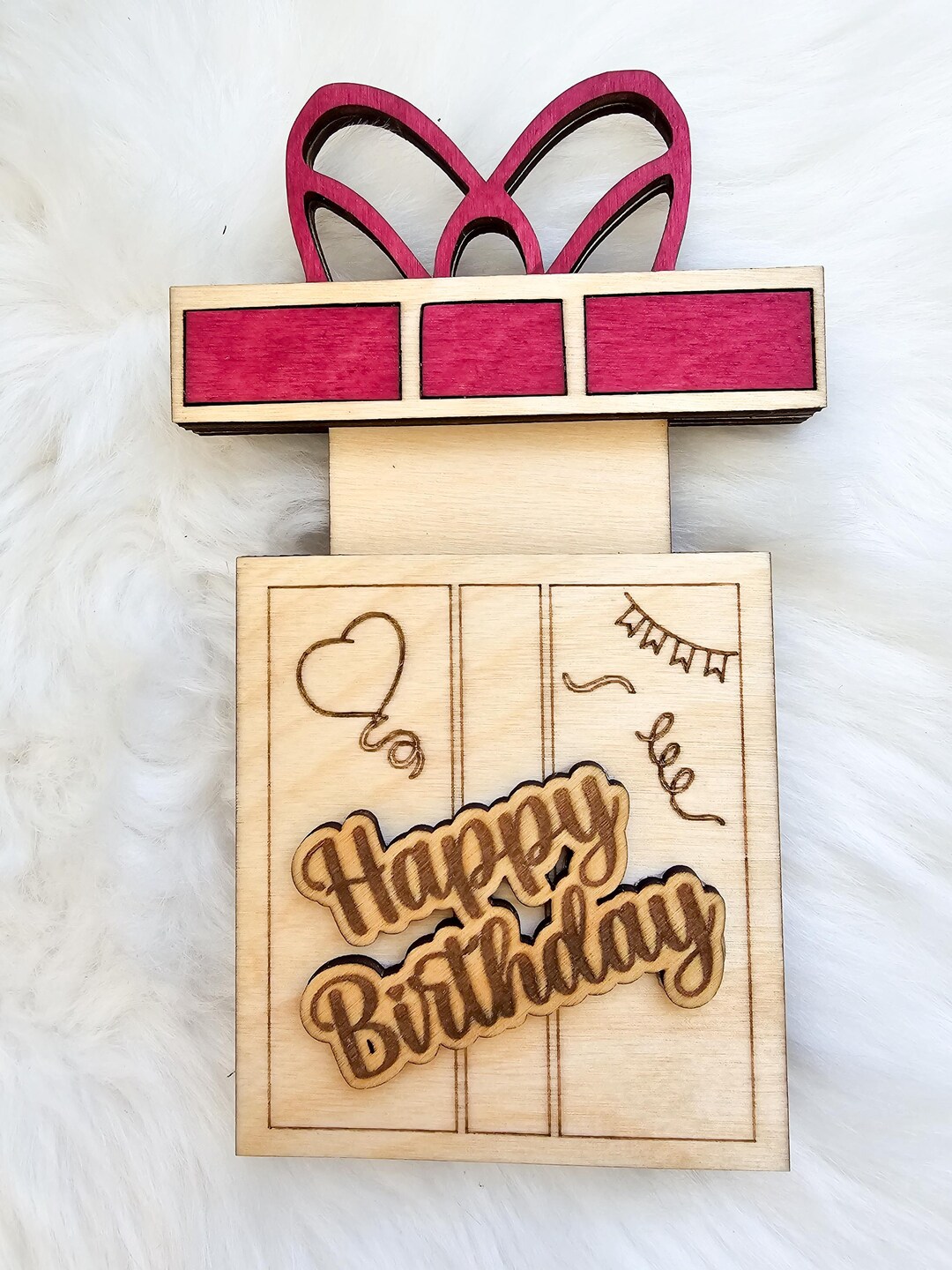 Rustic Wood Gift Card Holder - Personalized Birthday Box With Sliding ...