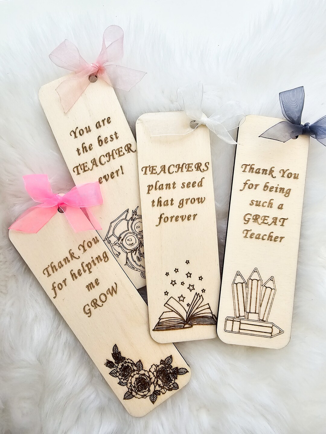 Personalized Wooden Bookmarks for Teachers Custom End-of-year Gifts ...