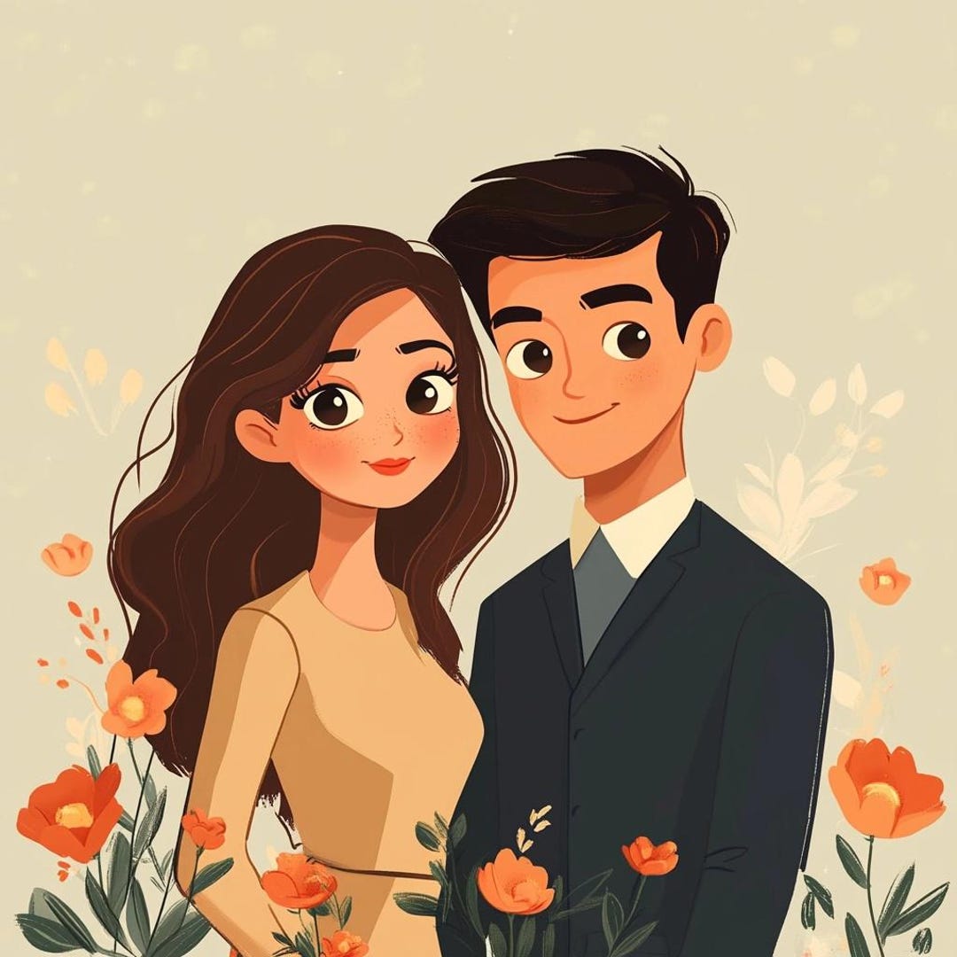 Adorable Duo: Custom Cartoon Couple Portraits - Etsy