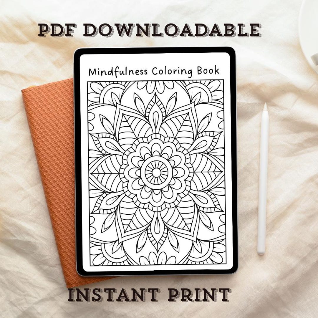Mindfulness Coloring Book - PDF Instant Download Booklet for Easy ...