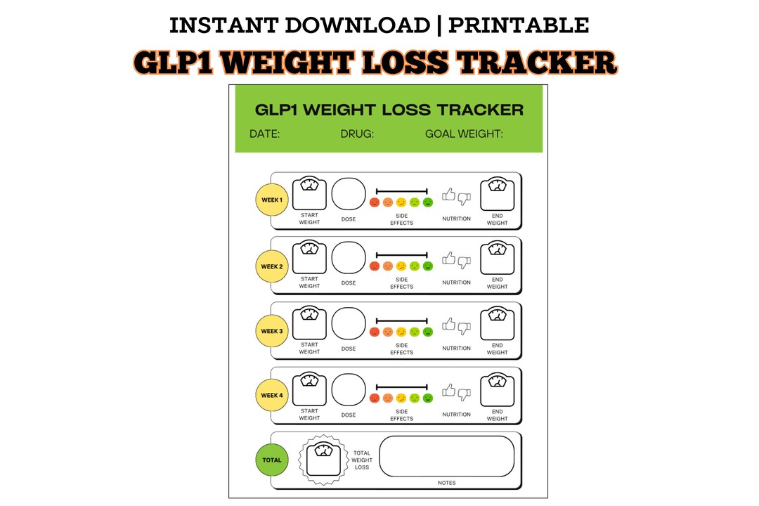 GLP1 Weight Loss Tracker: Weekly Journal & Calendar (digital Download ...