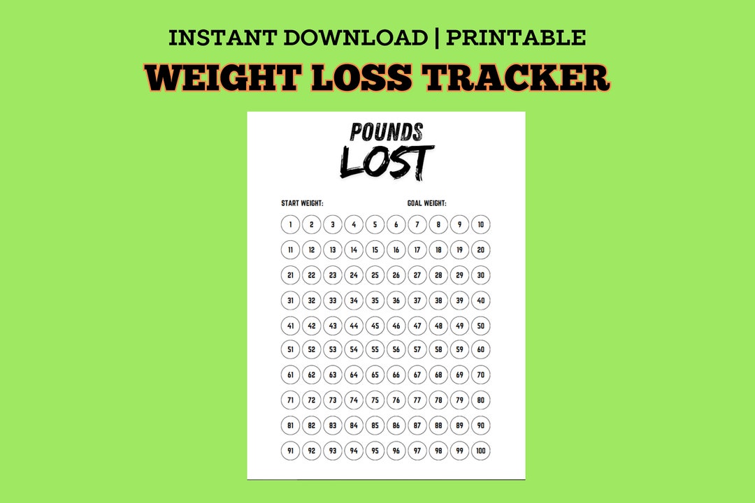 Weight Loss Tracker Digital Download Printable 100 Pounds Lost Log ...