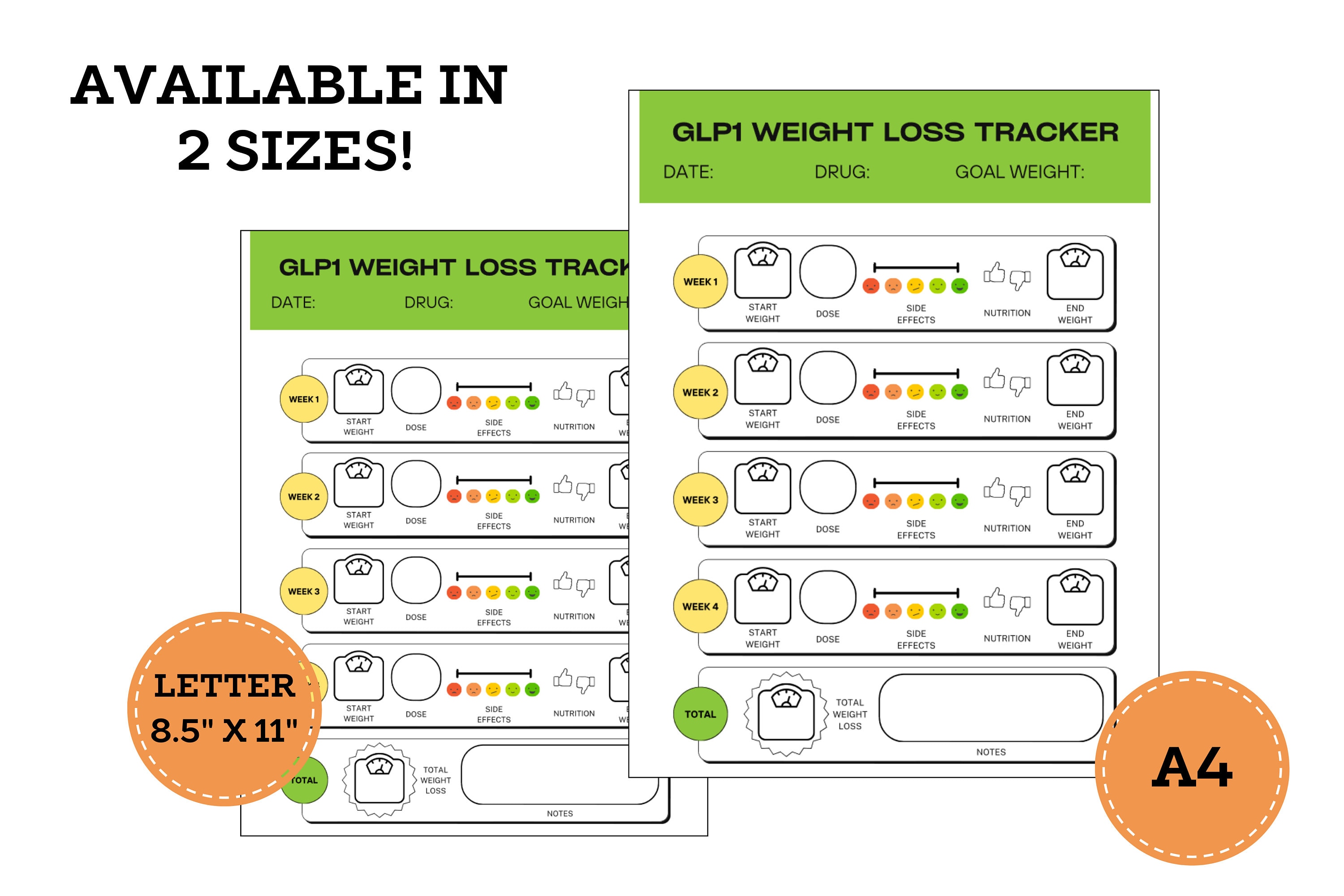 GLP1 Weight Loss Tracker Digital Download | Printable Zepbound Wegovy ...