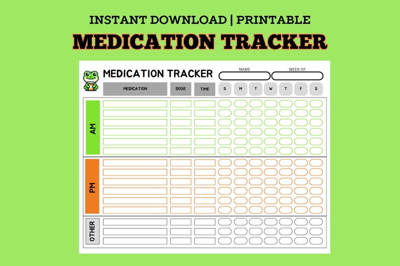 Medication Tracker Digital Download Printable Medicine Log Vitamin ...