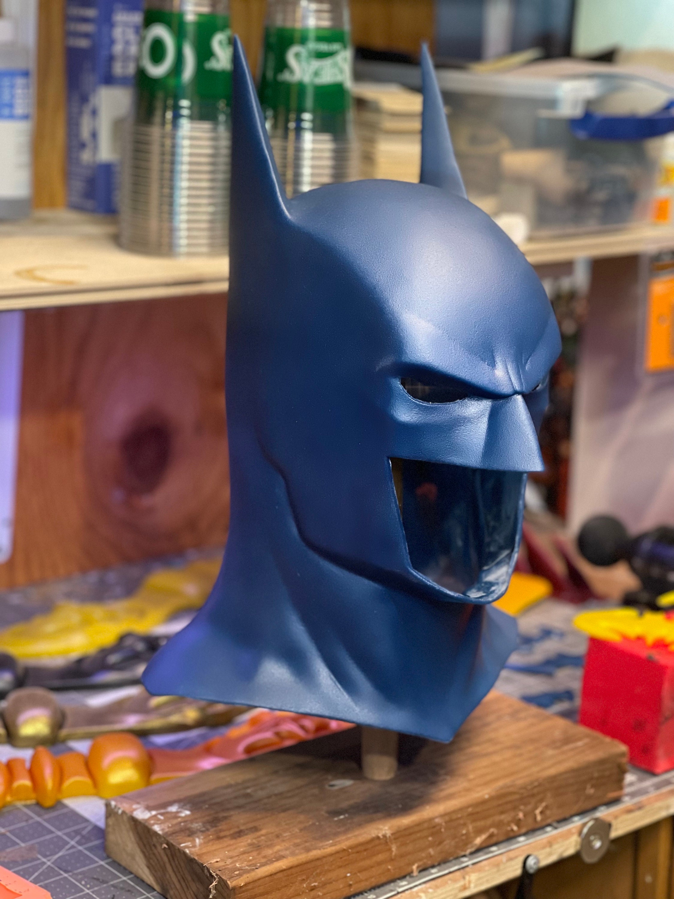 Bat Hero Cowl blue Design, Flexible Urethane Rubber, Handmade, Cosplay ...