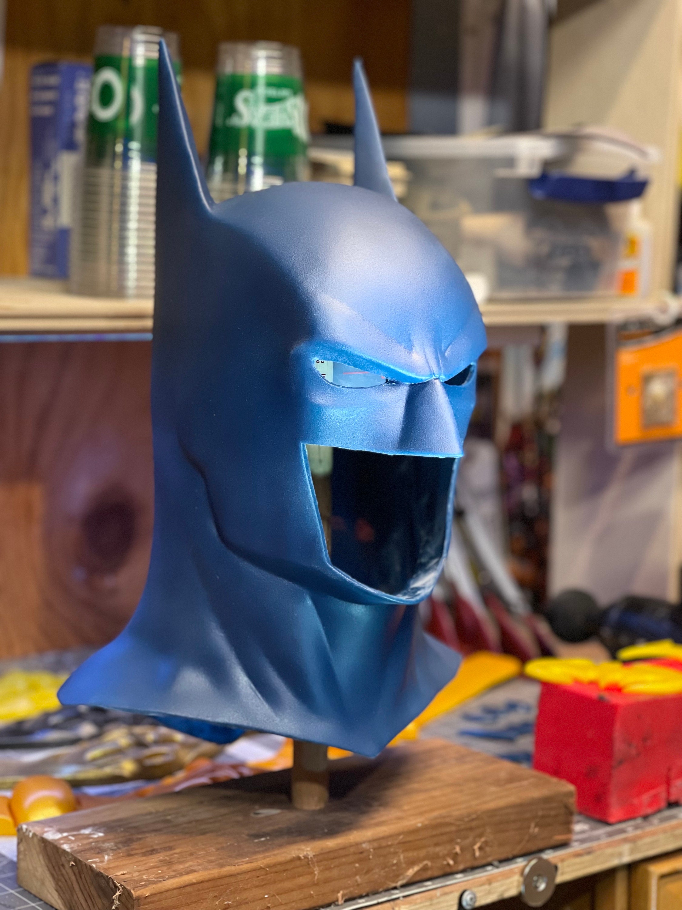 Bat Hero Cowl blue Design, Flexible Urethane Rubber, Handmade, Cosplay ...