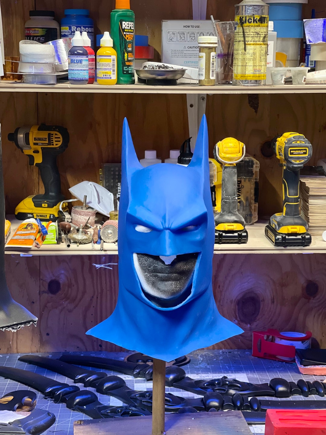 Bat Hero Cowl (blue Design), Flexible Urethane Rubber, Handmade ...