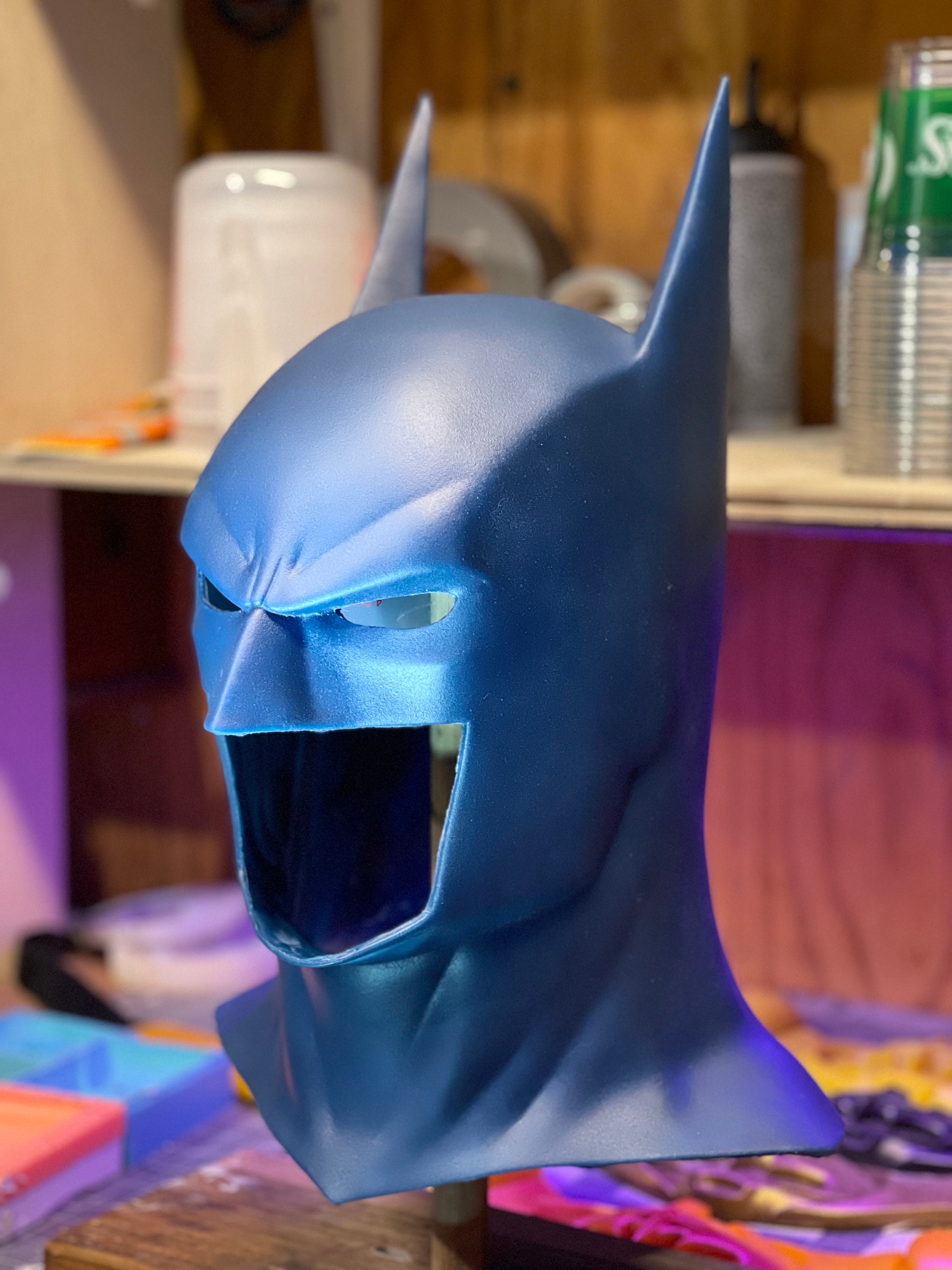 Bat Hero Cowl blue Design, Flexible Urethane Rubber, Handmade, Cosplay ...