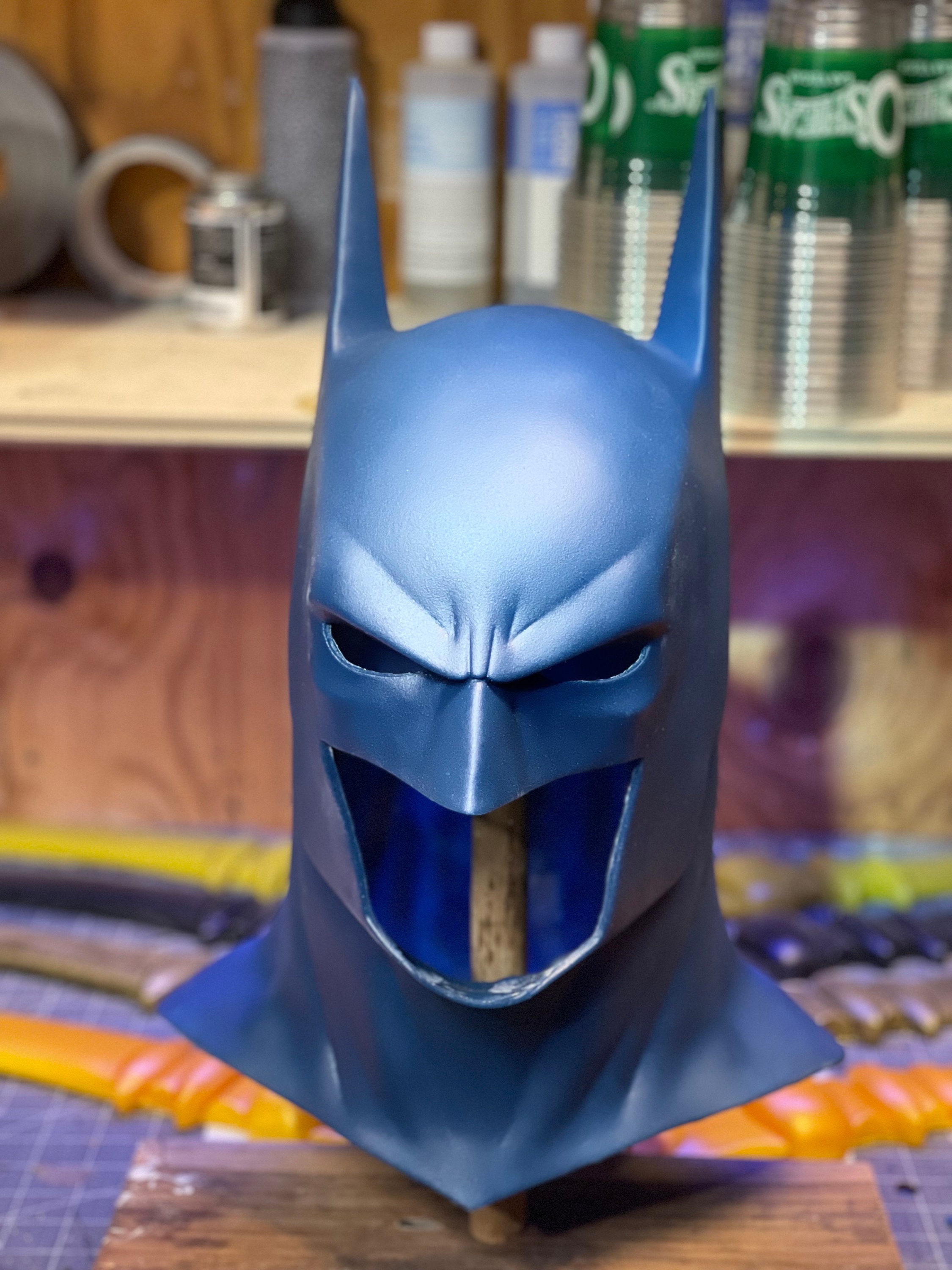 Bat Hero Cowl blue Design, Flexible Urethane Rubber, Handmade, Cosplay ...