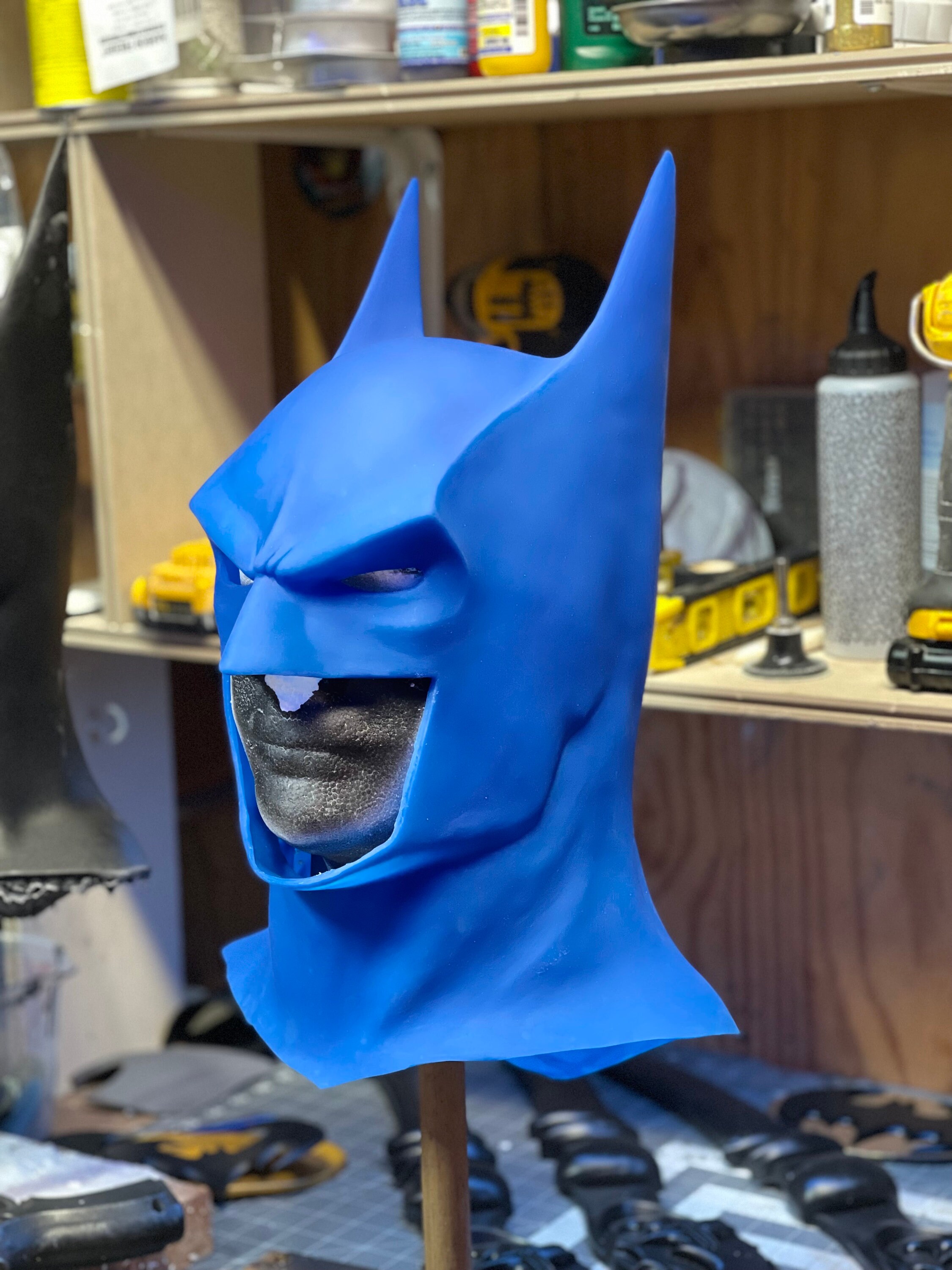 Bat Hero Cowl blue Design, Flexible Urethane Rubber, Handmade, Cosplay ...