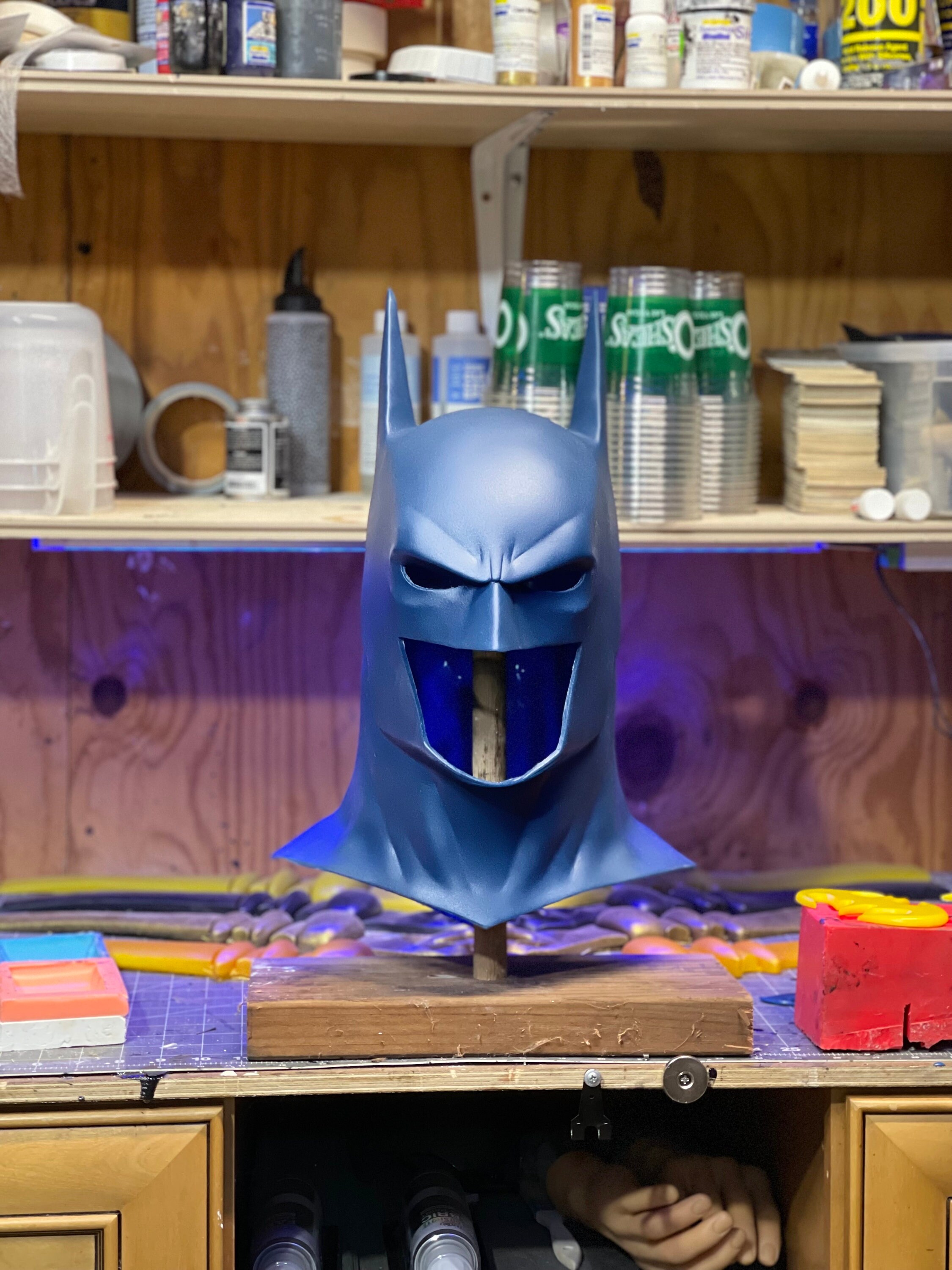 Bat Hero Cowl blue Design, Flexible Urethane Rubber, Handmade, Cosplay ...