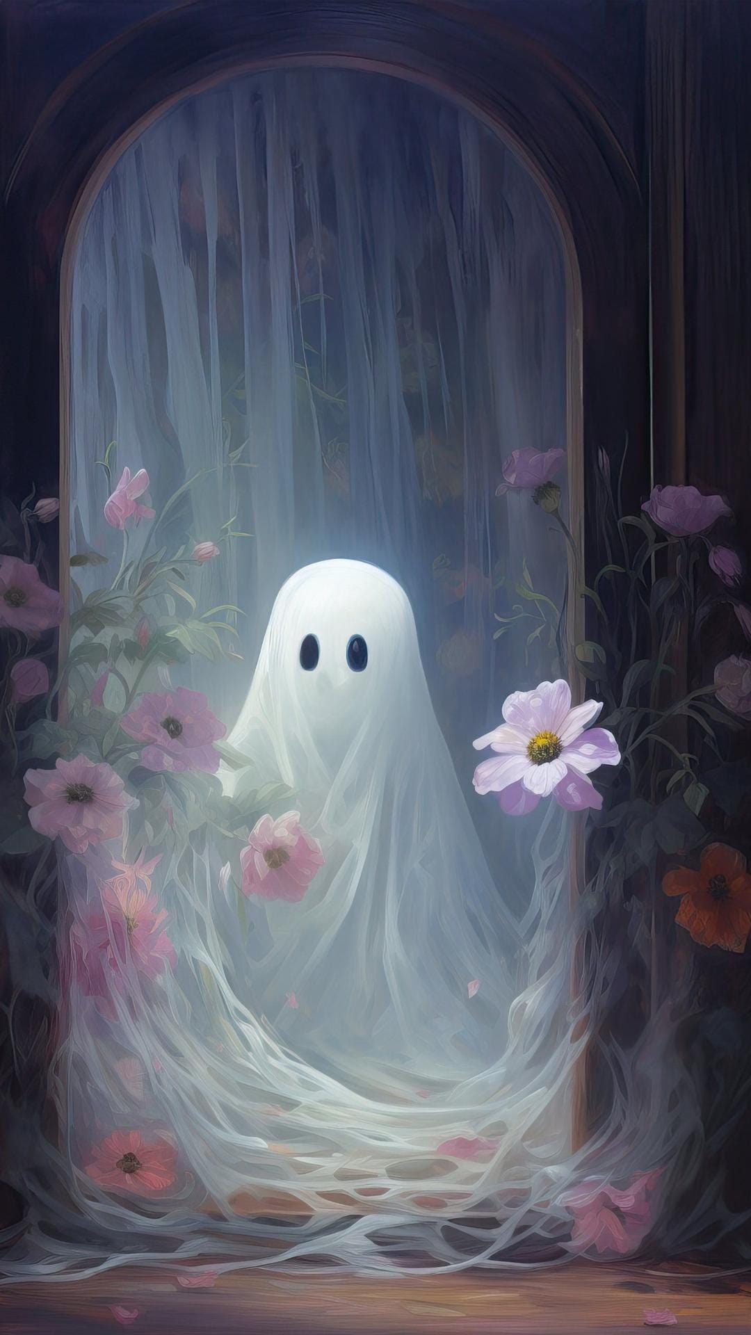 Ghost With Flowers Png Pink Halloween Art Vintage Png Ghost Aesthetic ...