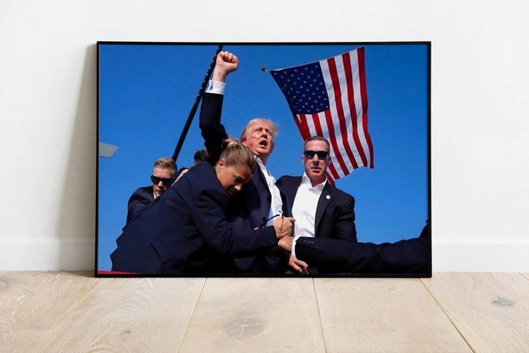 Historic Donald Trump Fight Poster, Trump Iconic Poster, God Protects ...